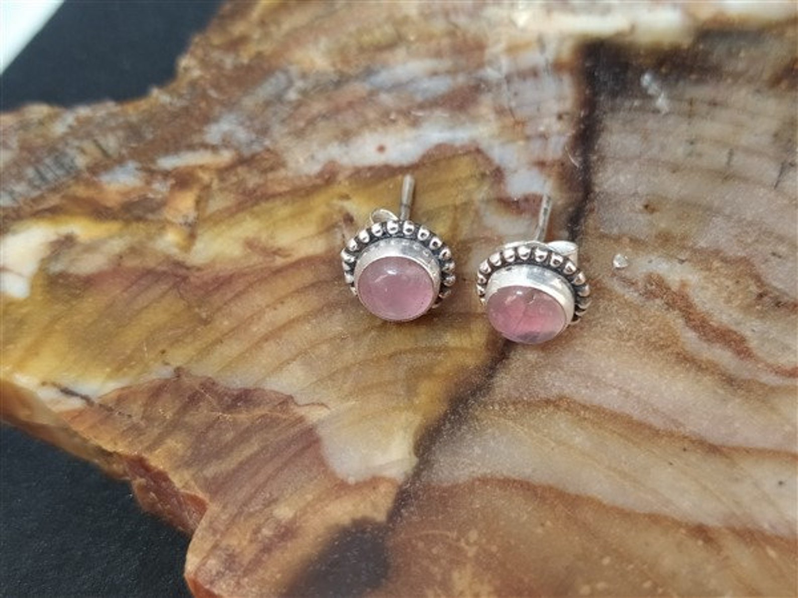 Pink Ruby Earrings 925K Sterling Silver Pink Ruby Stud | Etsy