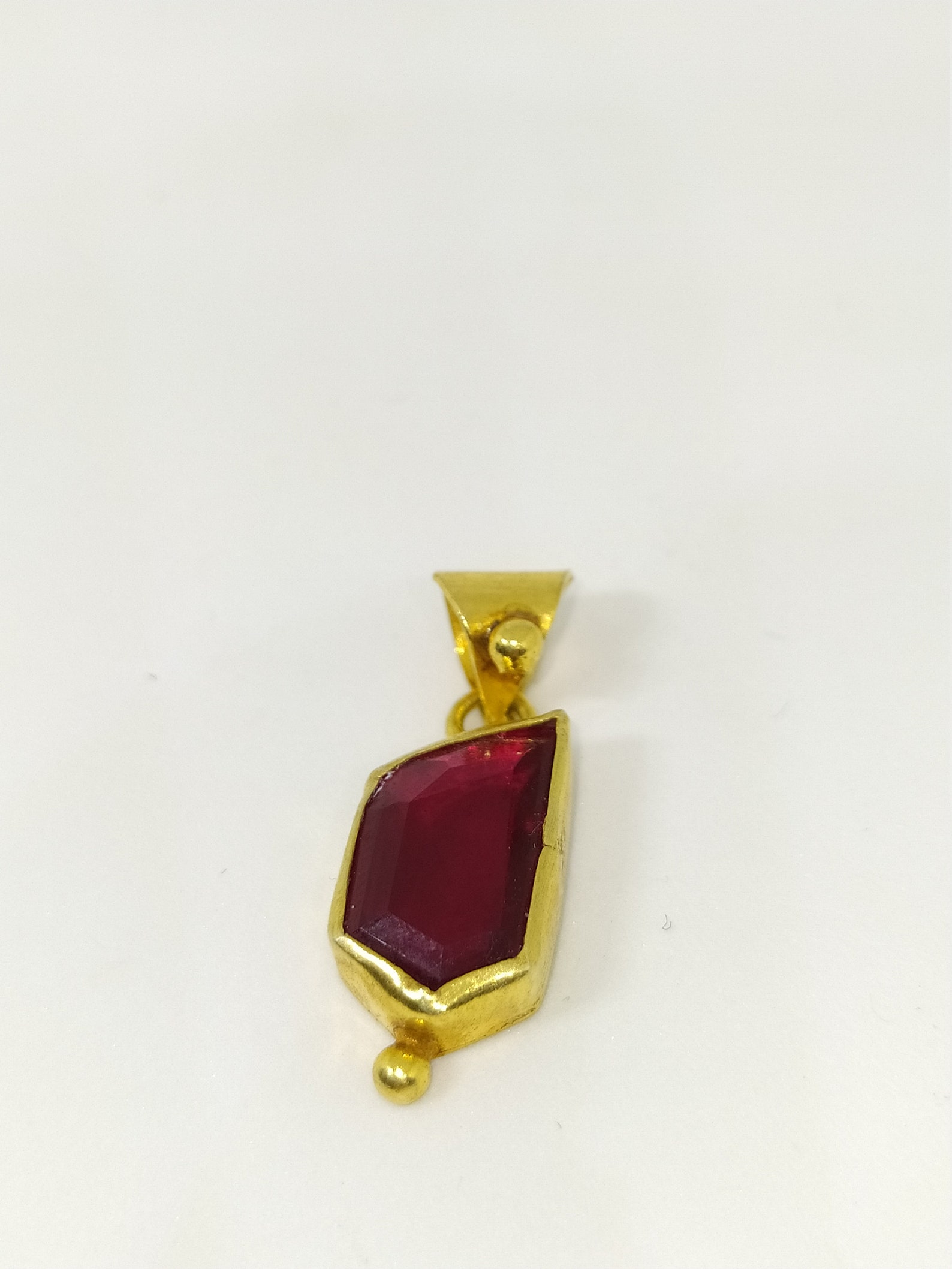 Ruby Silver Pendant Red Stone Pendant 24k Gold Over - Etsy