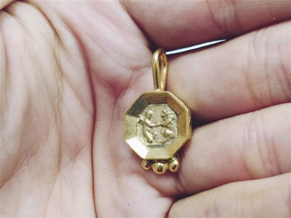 Intaglio Ancient Greek Baby Angel Roman Coin Signet Pendant | Etsy