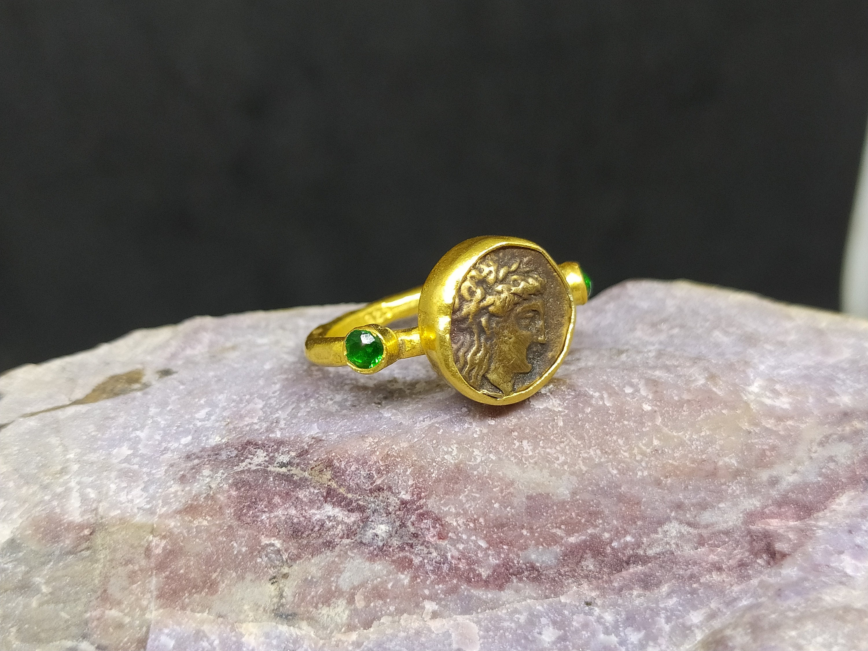 Intaglio Signet Ring Roman Coin Sterling Silver Ring 24k Gold | Etsy