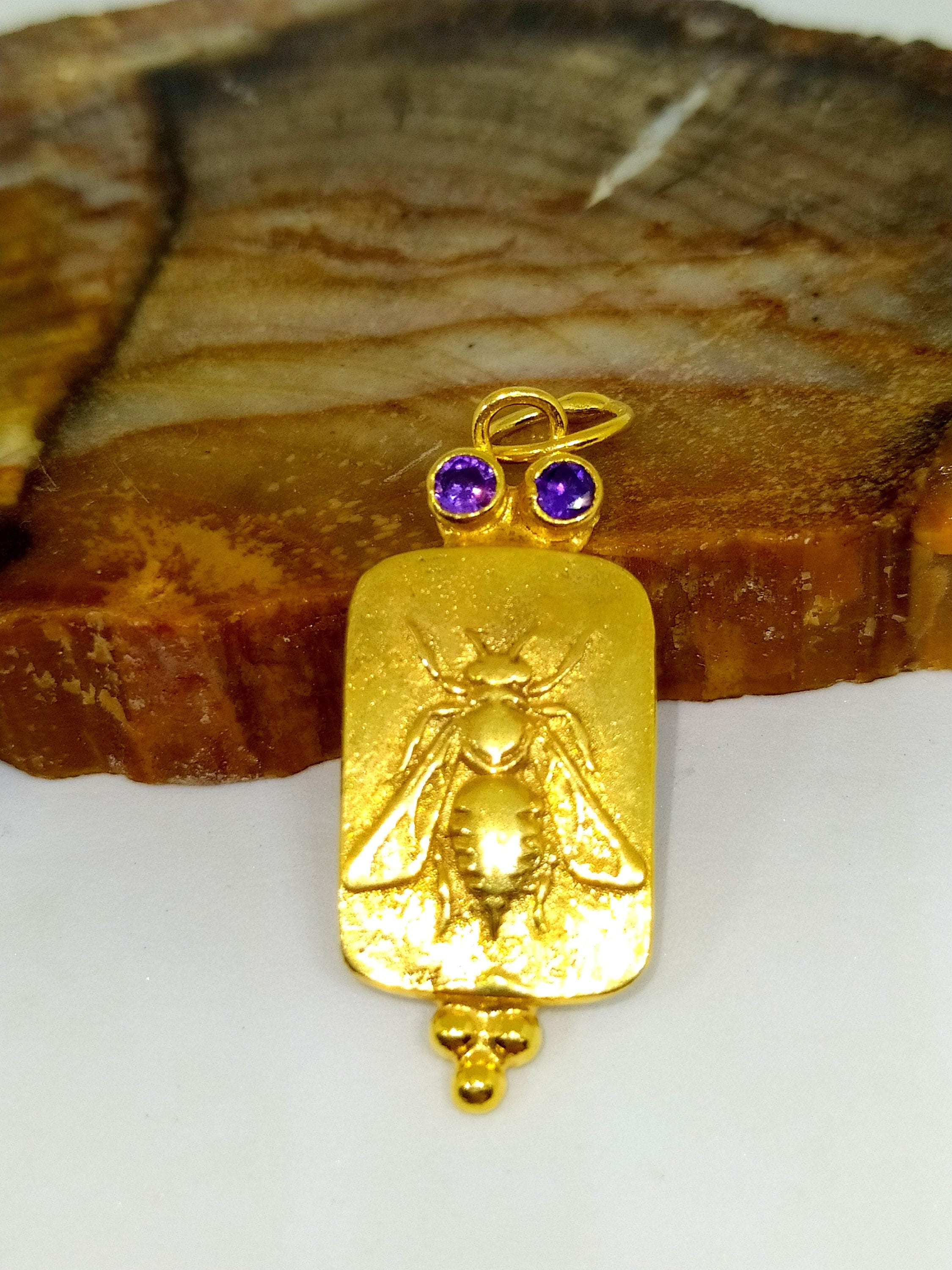 Intaglio Roman Coin Honey Bee Pendant Holy Bee Pendant | Etsy