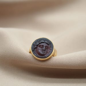 Ancient Greek Goddess Apollo Intaglio Glass Silver Ring, Handmade ...