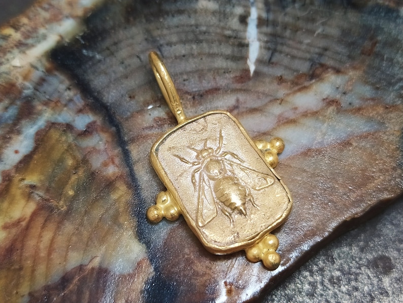 Honey Bee Intaglio Gold Coin Pendant Roman Coin Signet Pendant | Etsy