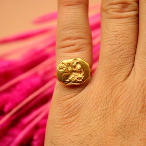 Intaglio Ancient Greek Signet Ring Roman Coin Silver Ring 24k Gold Over ...