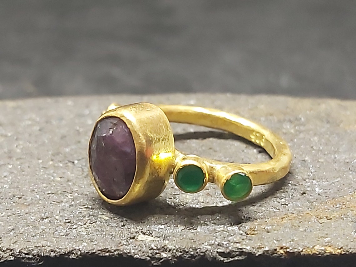 Ruby Ring Solid Silver 925K Sterling Silver Natural Ruby | Etsy