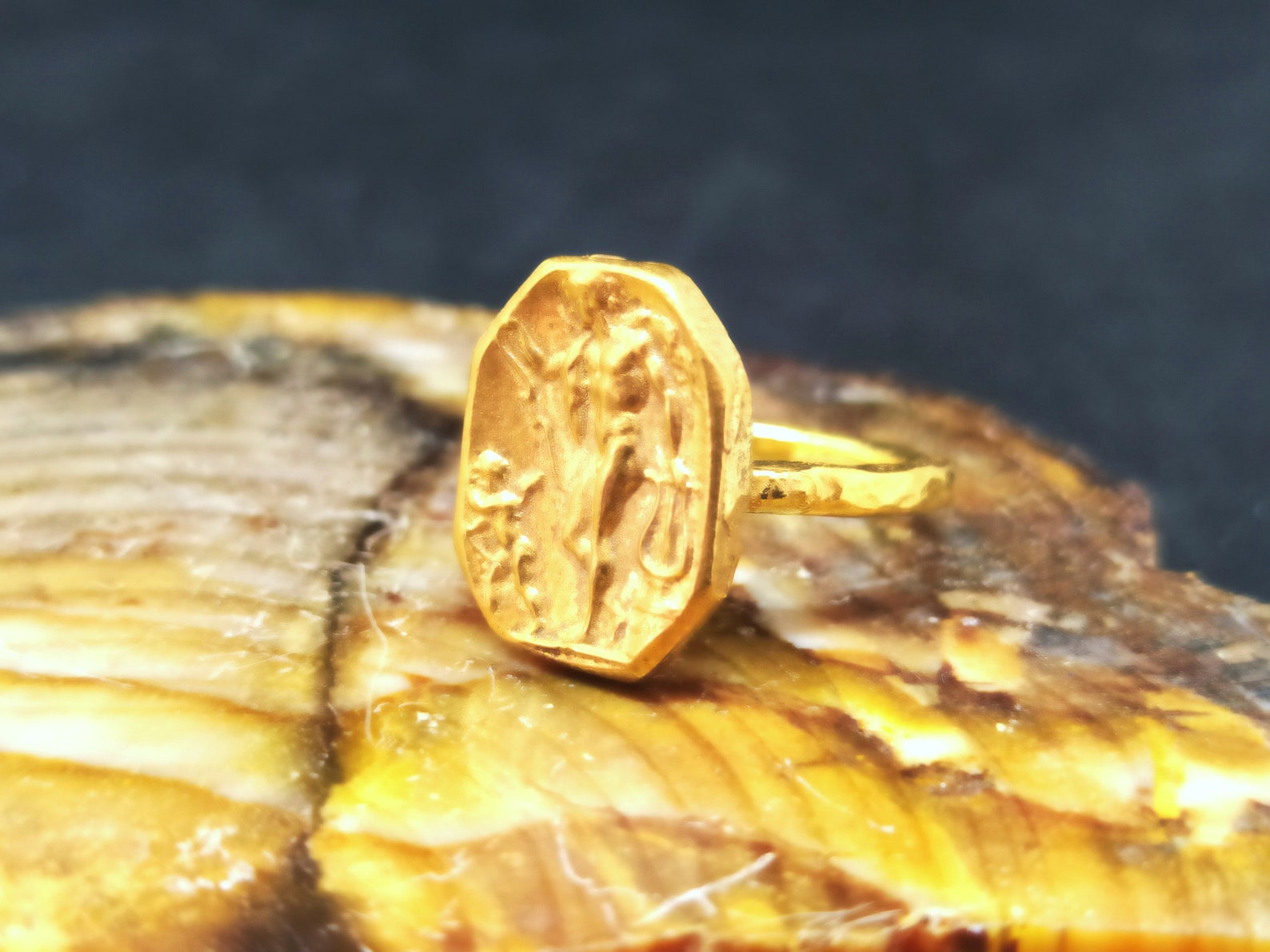 God Hercules Intaglio Signet Ring Roman Coin Sterling Silver Ring 24k ...
