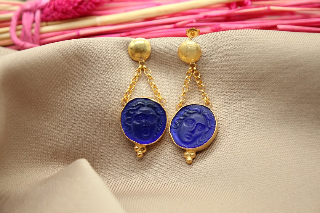14k Solid Gold Goddess Apollo Earrings Christmas Gift Handmade Jewelry ...