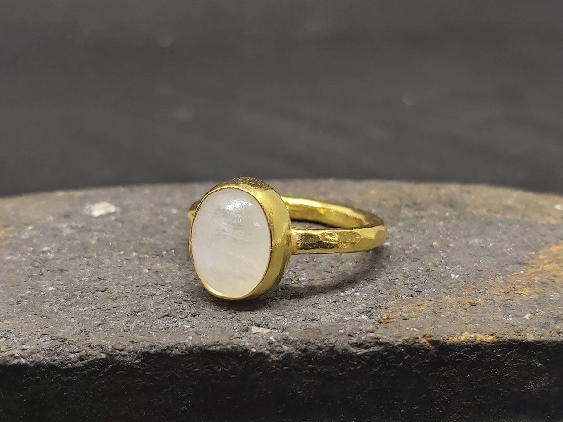 Moonstone Ring Solid Solitaire 925K Sterling Silver - Etsy