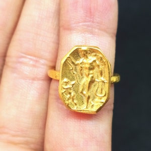 God Hercules Intaglio Signet Ring Roman Coin Sterling Silver Ring 24k ...