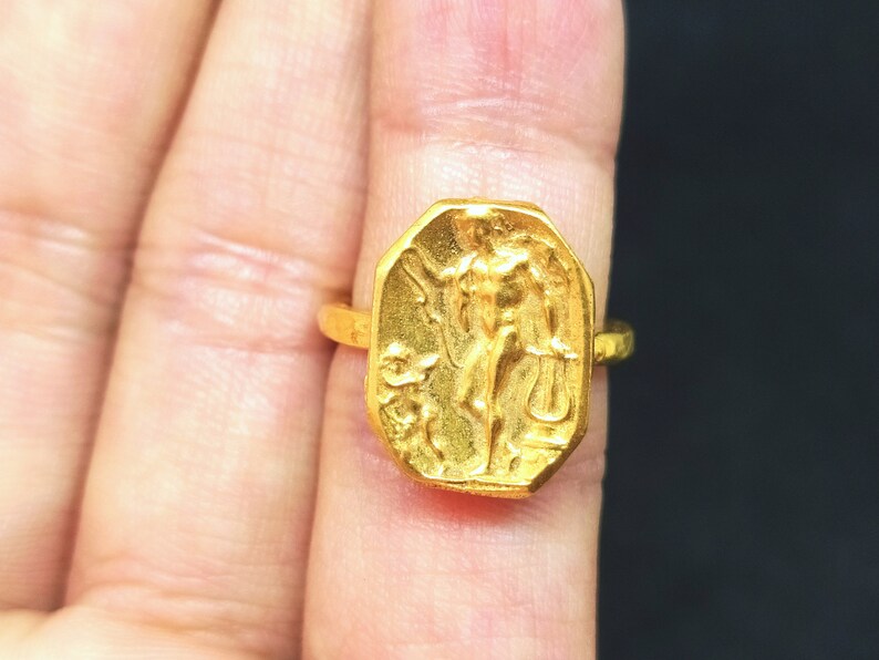 God Hercules Intaglio Signet Ring Roman Coin Sterling Silver Ring 24k ...