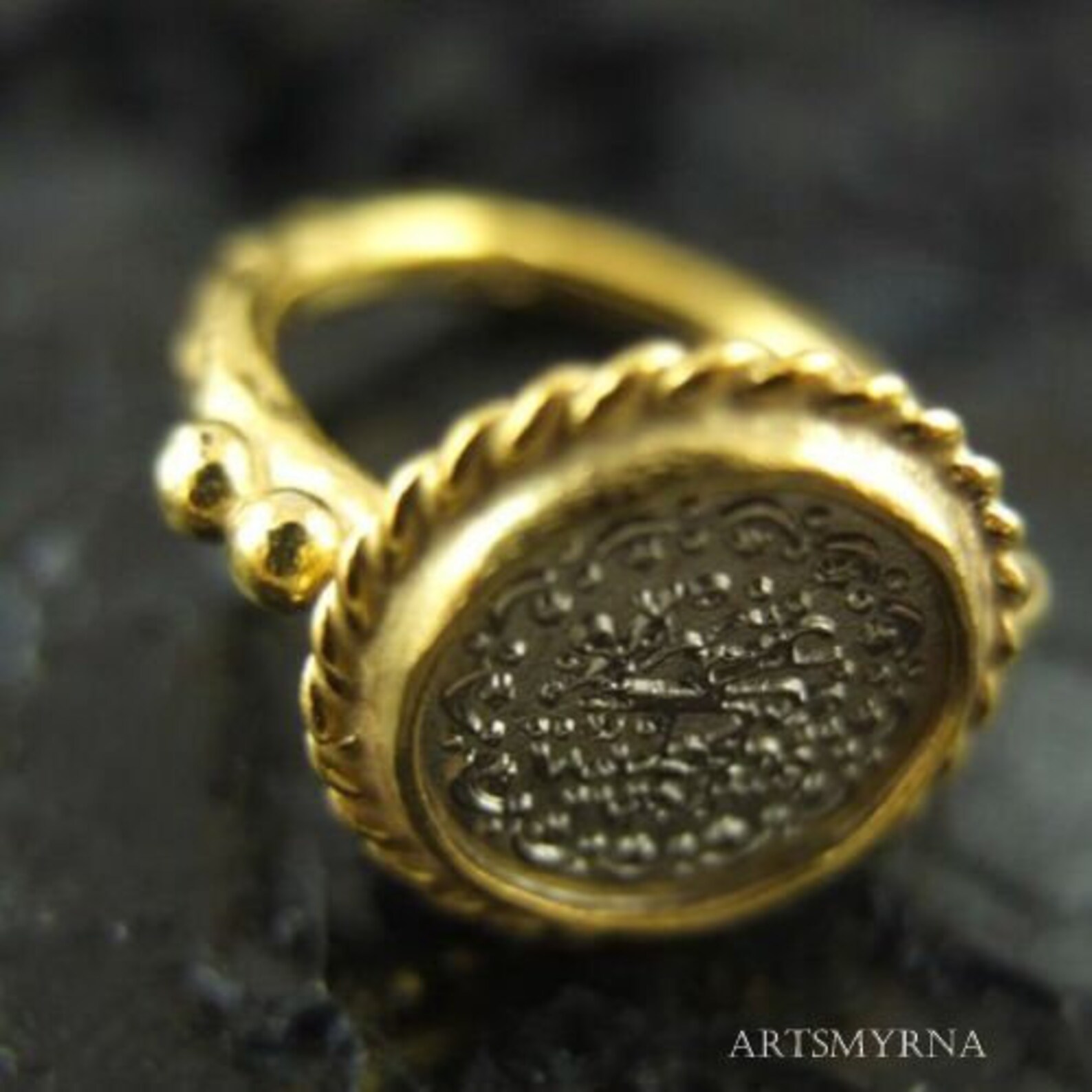Intaglio Ottoman Coin Ring 925K Sterling Silver - Etsy