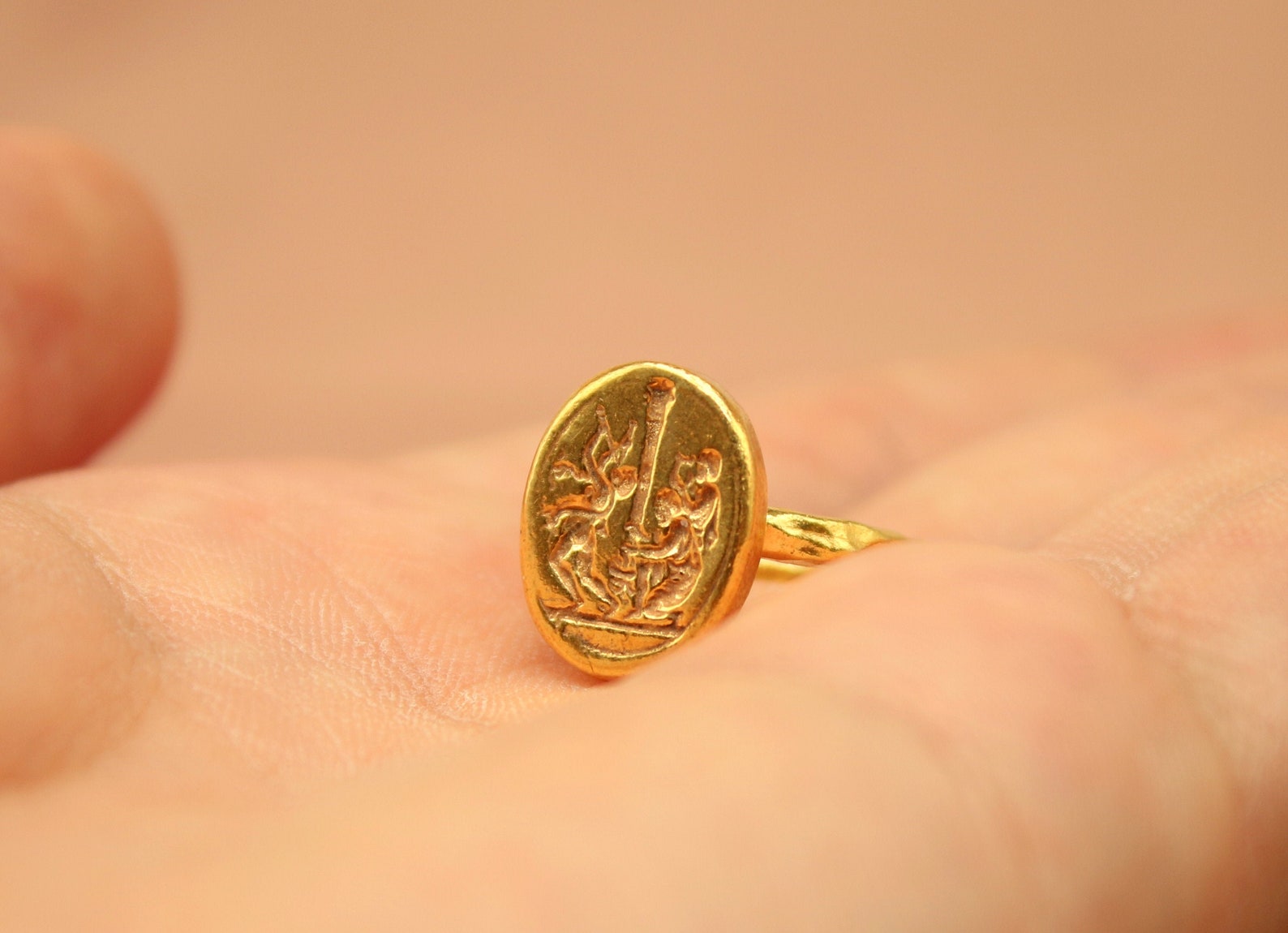 Roman Coin Intaglio Silver Ring 24k Gold Over Coin Ring - Etsy