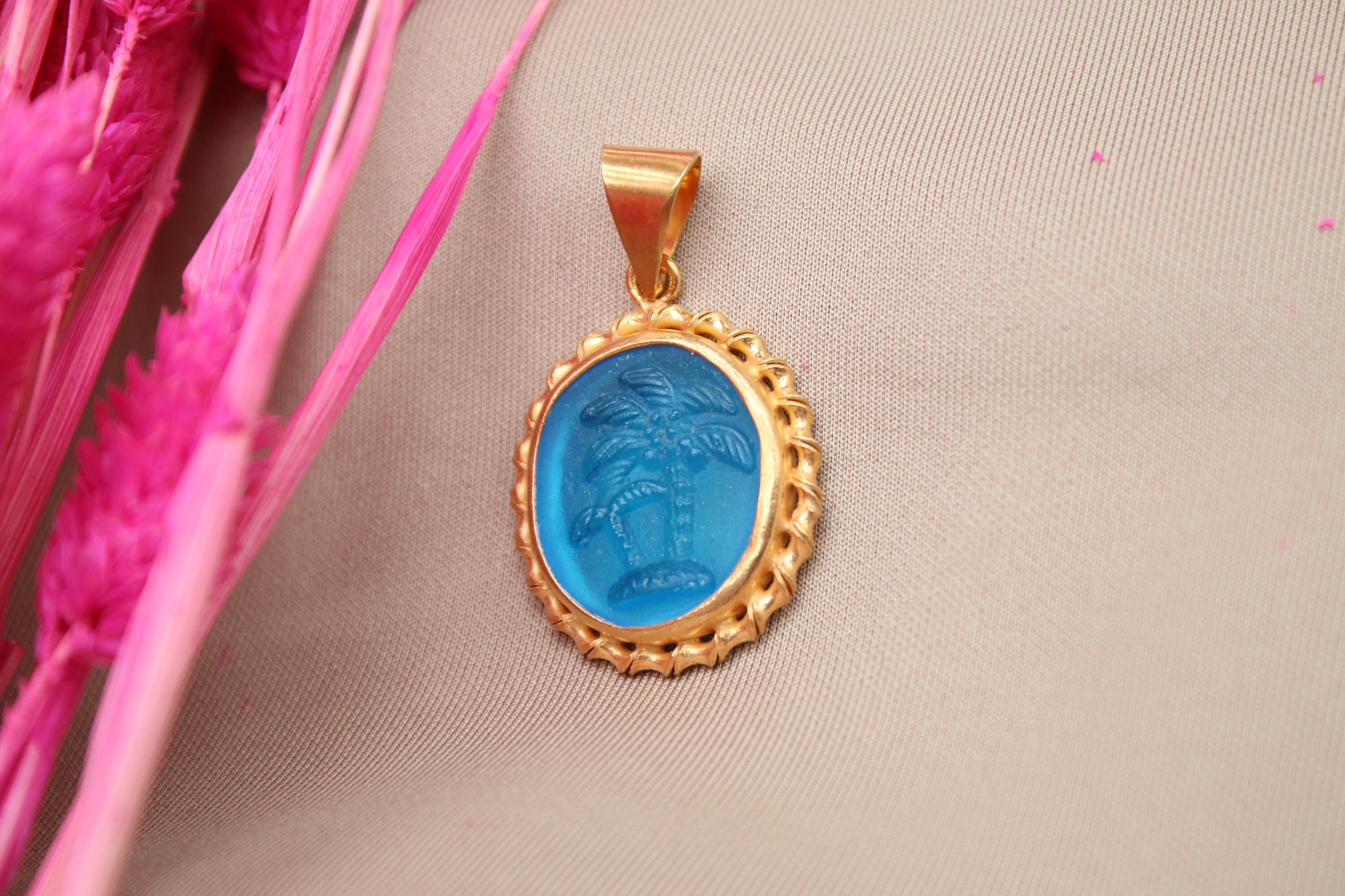 Real Intaglio Glass Pendant Glass Art Intaglio Silver - Etsy