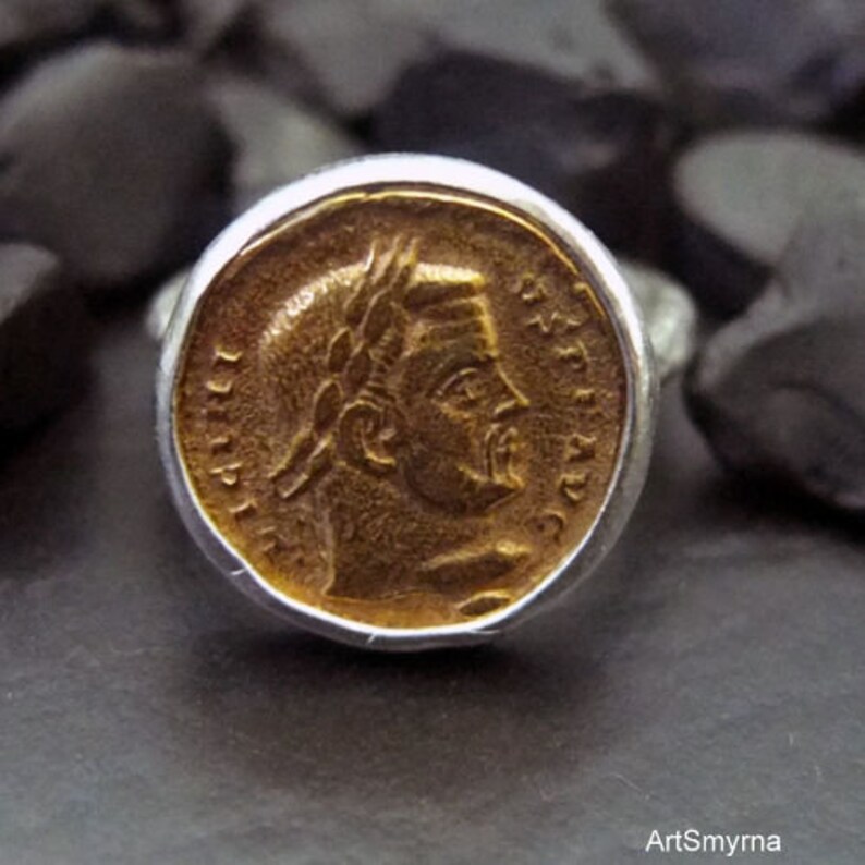 Intaglio Bronze Replica Coin Signet Ring 24k Gold Over Coin - Etsy