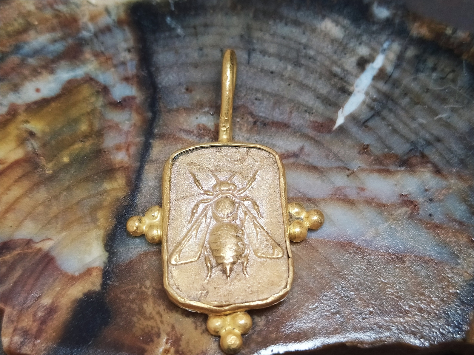 Honey Bee Intaglio Gold Coin Pendant Roman Coin 14k Gold Pendant Greek ...