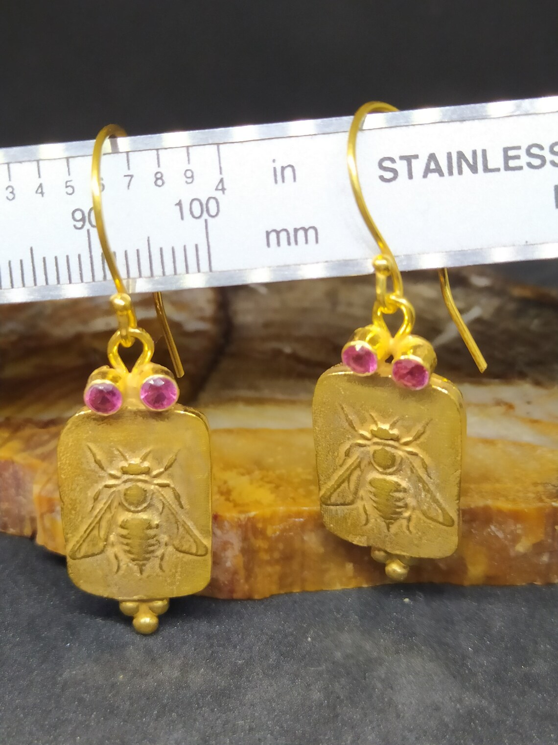 Roman Coin Bee Earrings Silver Gold Coin Over Intaglio Silver Earrings ...