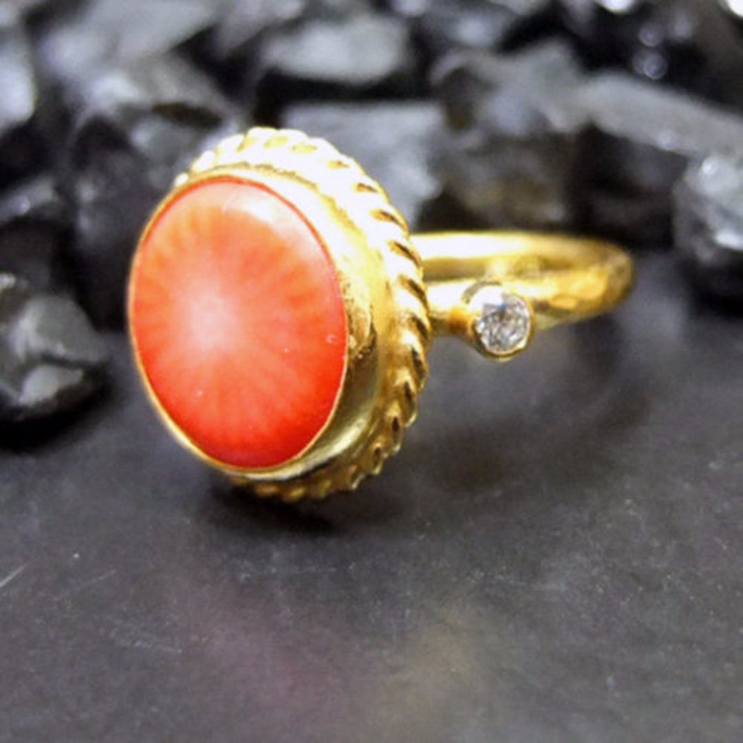 Coral Ring | 925 Solid Sterling Ring | Handmade Ring | Gemstone Ring ...