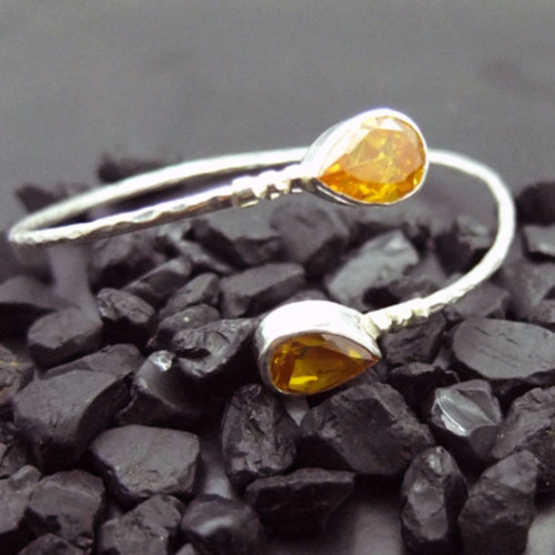 Citrine Bracelet | Rough Stone Bracelet | Sterling Silver Citrine ...