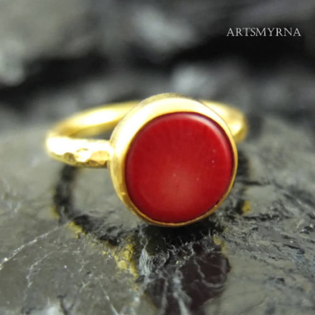 Coral Ring 925 Solid Sterling Silver | Handmade Silver Ring | Natural ...
