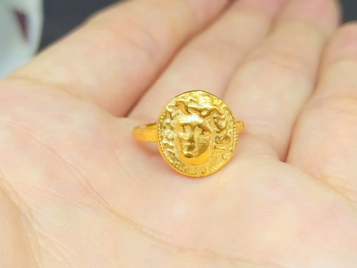 Intaglio Medusa Roman Coin 925K Sterling Silver Ring 24k | Etsy