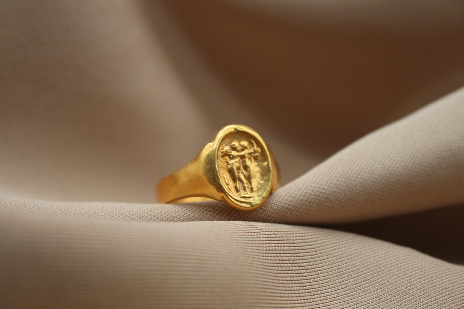 Eros and Aphrodite Silver Signet Ring: A Handmade Pinky Ring for a ...