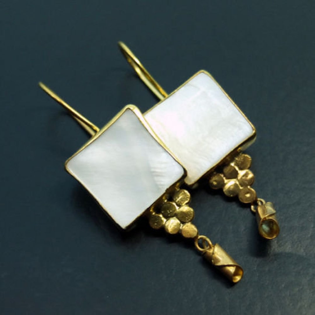 White Shell Earrings | 925K Sterling Silver | Roman Art | White ...