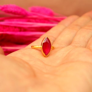 Ruby Ring Solid Silver | 925K Sterling Silver | 24K Gold Over | Red ...