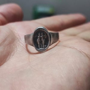 Oxidized Eros and Aphrodite Signet Ring, Handmade Ancient Greek 925 ...