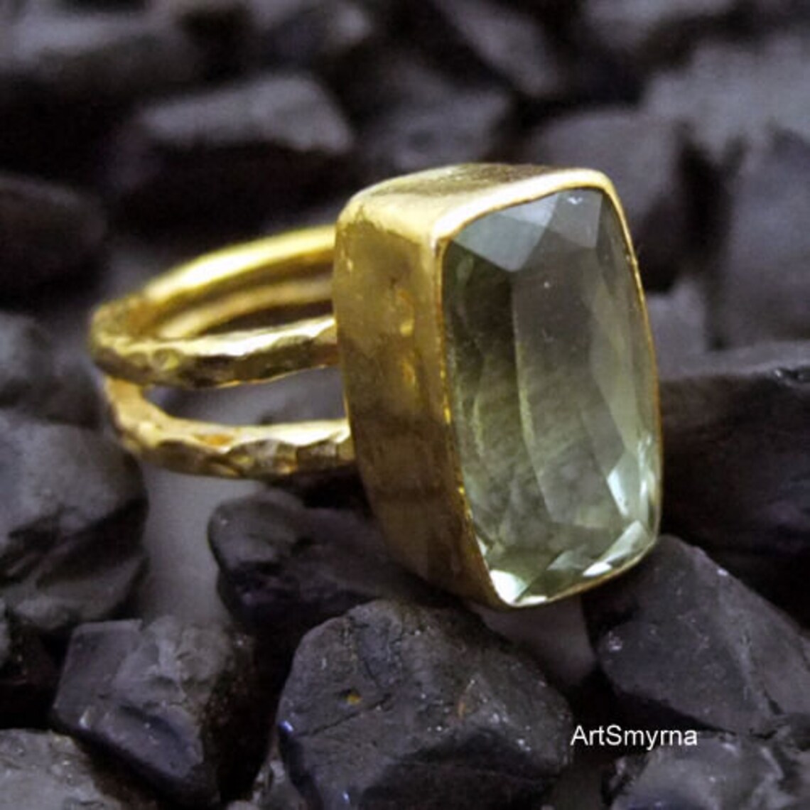 Green Amethyst Ring Green Ring Silver Sterling 925k Ring | Etsy