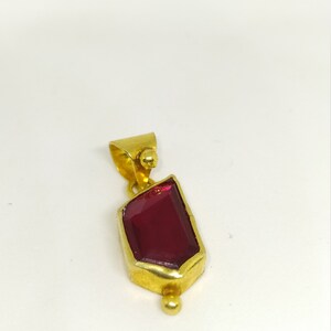 Ruby Silver Pendant | Red Stone Pendant | 24k Gold Over Pendant ...