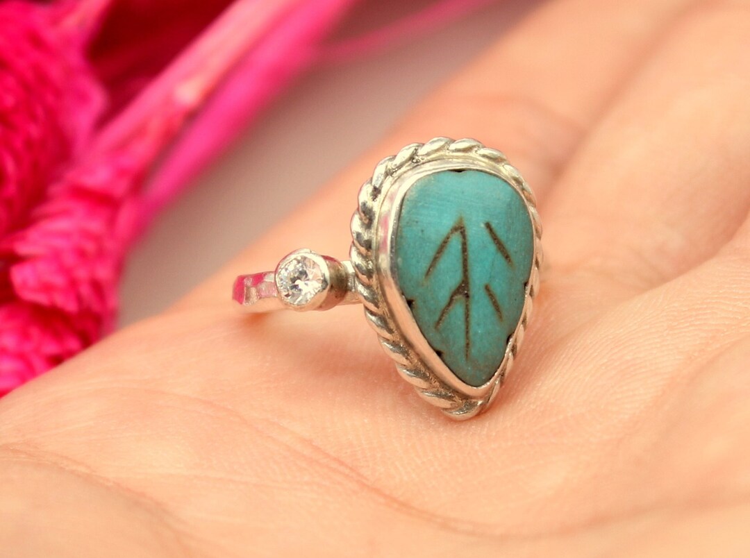 Turquoise Ring Solid Silver | Minimalist Ring | Stacking Ring ...