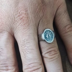 Oxidized Eros and Aphrodite Signet Ring, Handmade Ancient Greek 925 ...