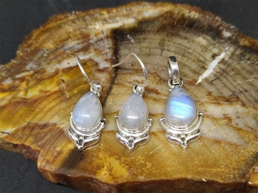 Beautiful Moonstone Silver Set | Moonstone Earrings Moonstone Pendant ...