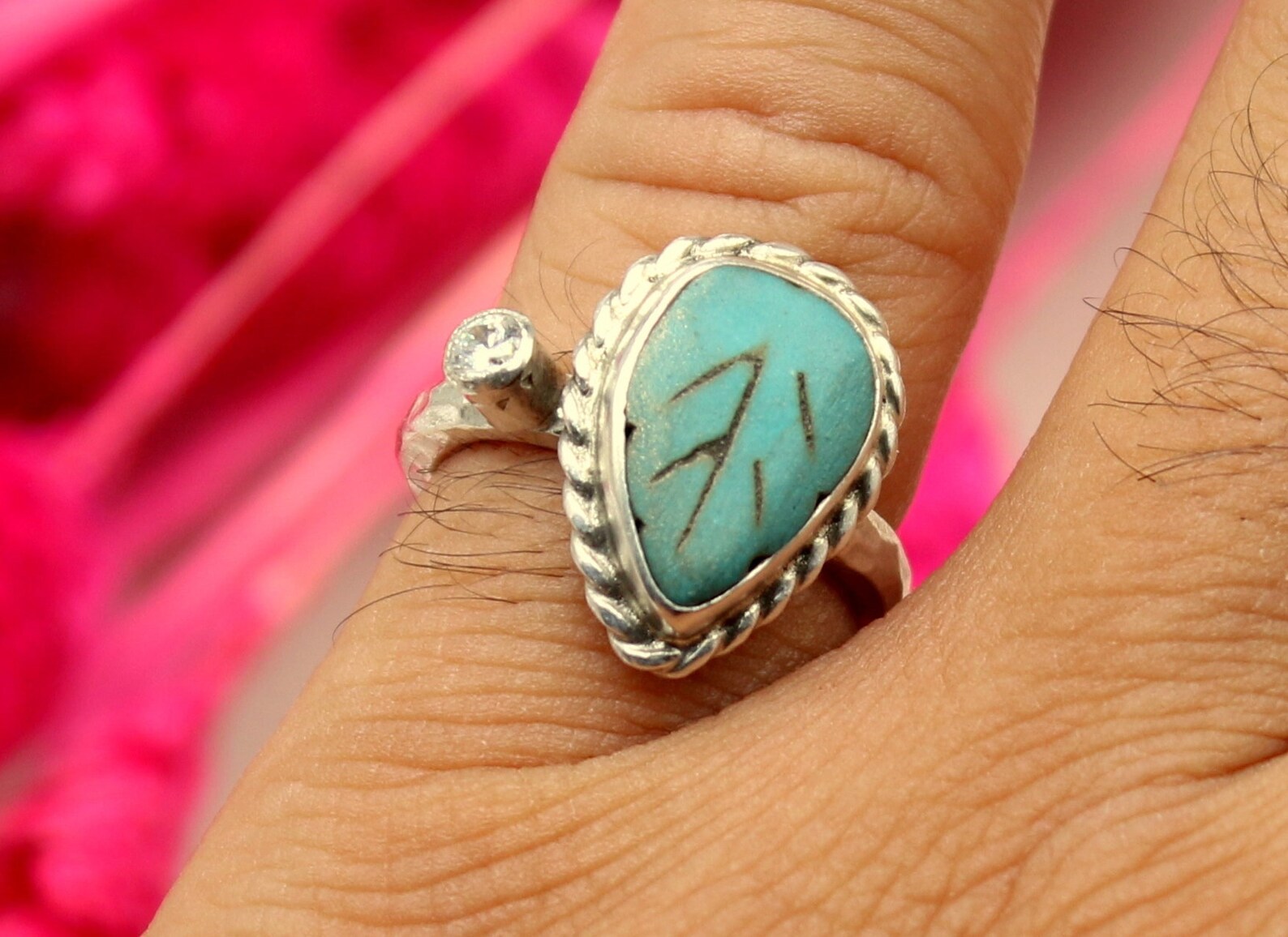 Turquoise Ring Solid Silver | Minimalist Ring | Stacking Ring ...