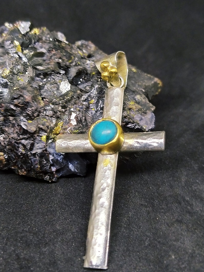 Turquoise Cross Pendant Silver | 925K Sterling Silver | Gifts for Her ...
