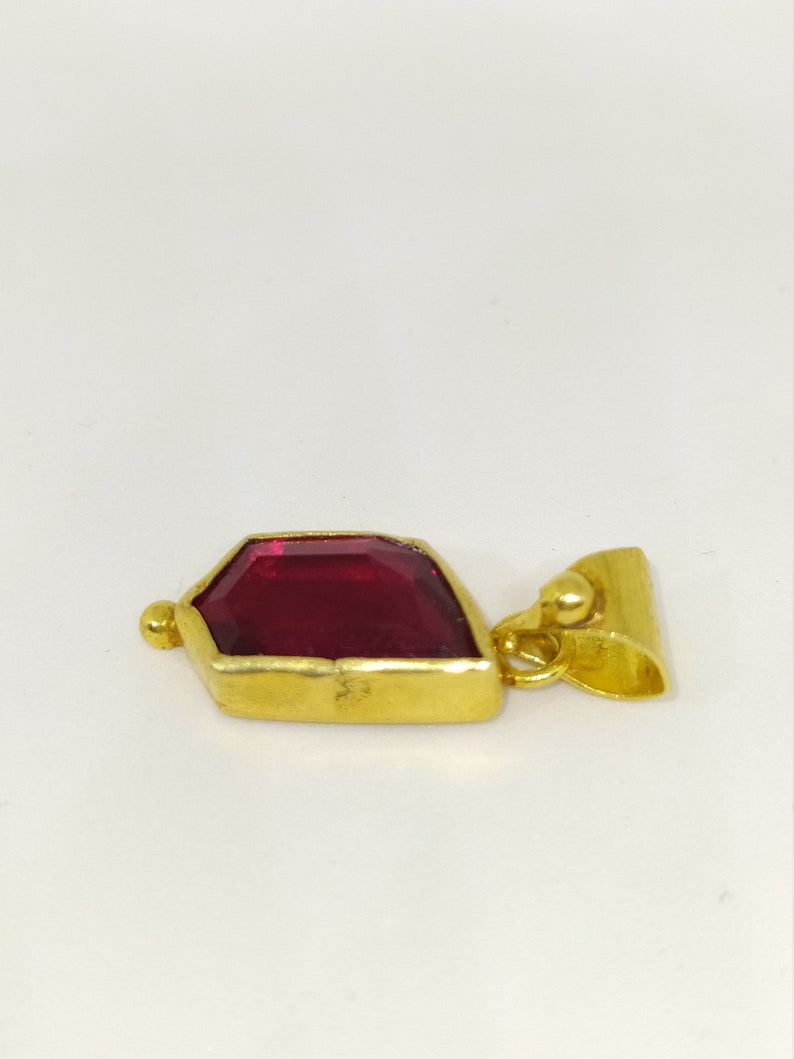 Ruby Silver Pendant Red Stone Pendant 24k Gold Over - Etsy