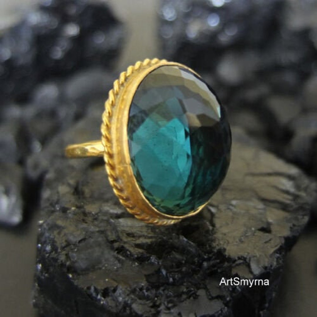 Bold Amethyst Ring | Green Amethyst Ring | 925 Sterling Silver ...