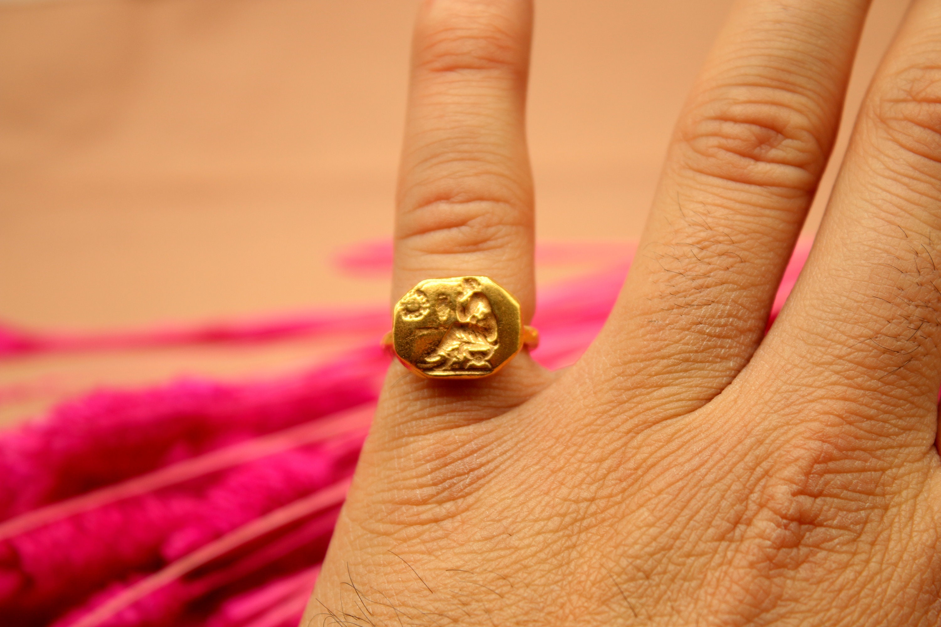 Intaglio Ancient Greek Signet Ring Roman Coin Silver Ring 24k | Etsy