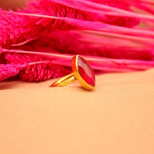 Ruby Ring Solid Silver | 925K Sterling Silver | 24K Gold Over | Red ...