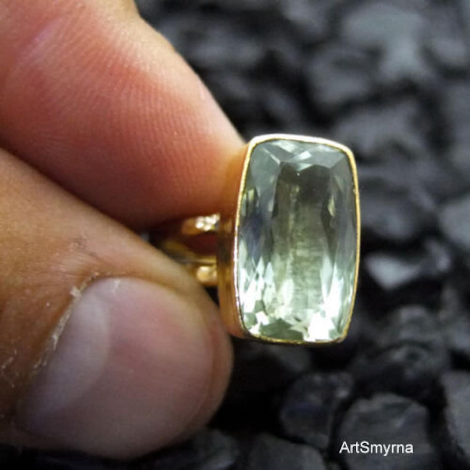 Green Amethyst Ring Green Ring Silver Sterling 925k Ring | Etsy