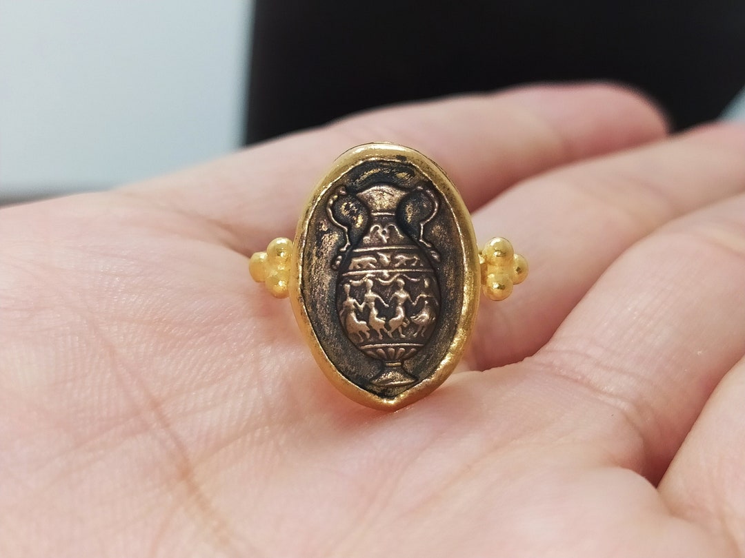 Roman Coin Jug Signet Ring - Etsy