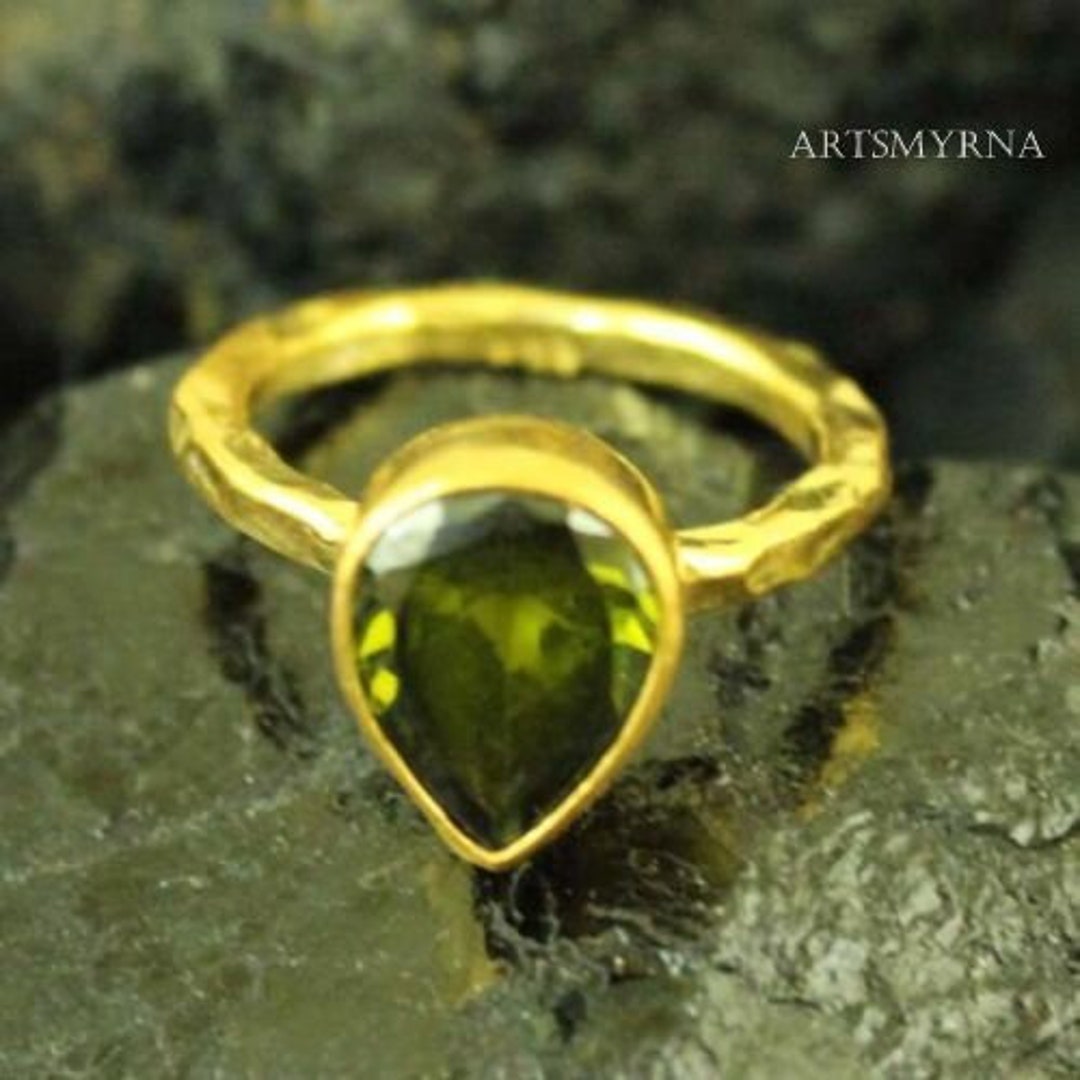 Peridot Ring Solid Stacking | 925K Sterling Silver Ring | Minimalist ...