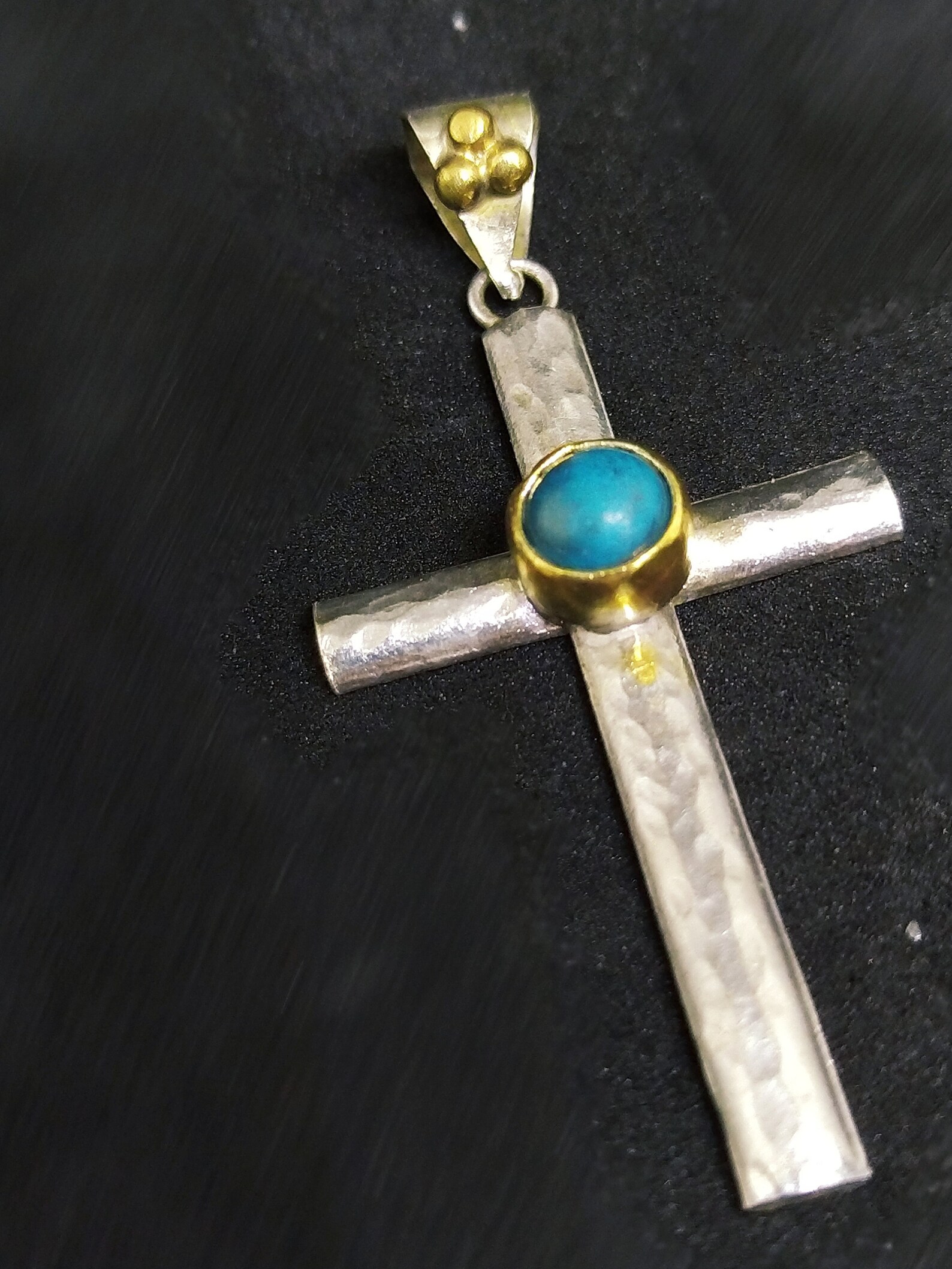Turquoise Cross Pendant Silver 925K Sterling Silver Gifts - Etsy