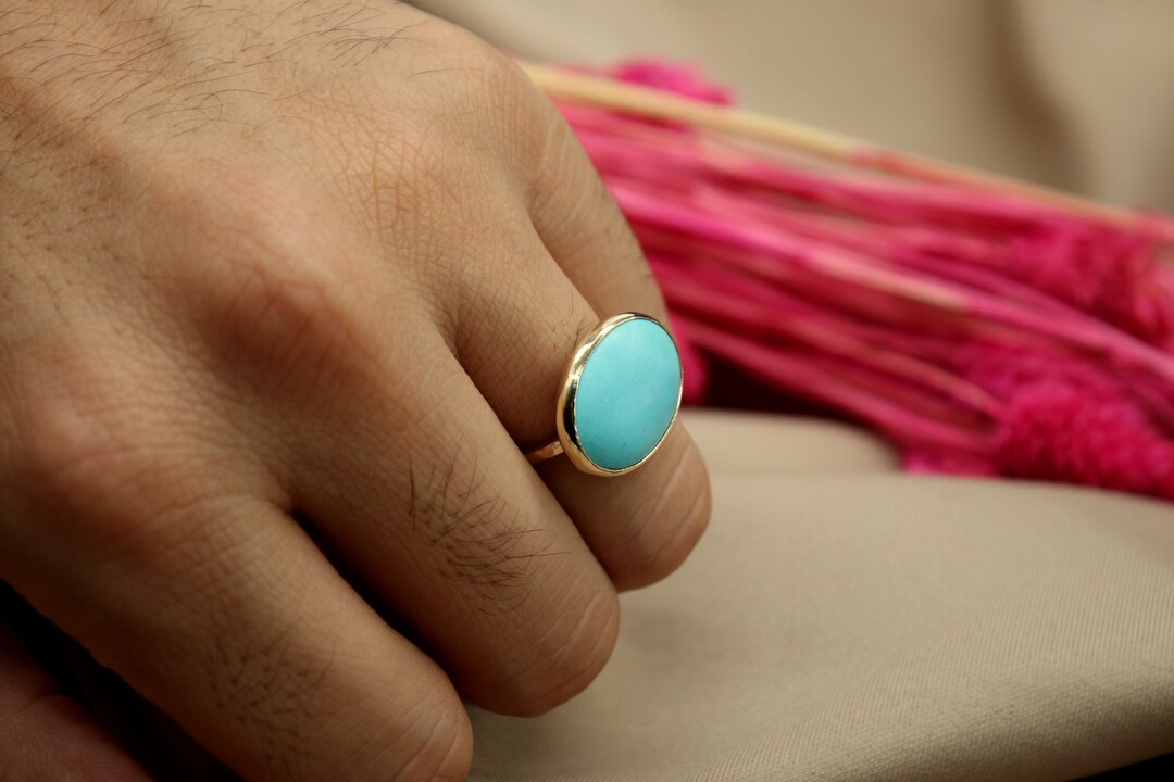 14k Solid Gold Turquoise Ring | Minimalist Ring | Stacking Ring ...