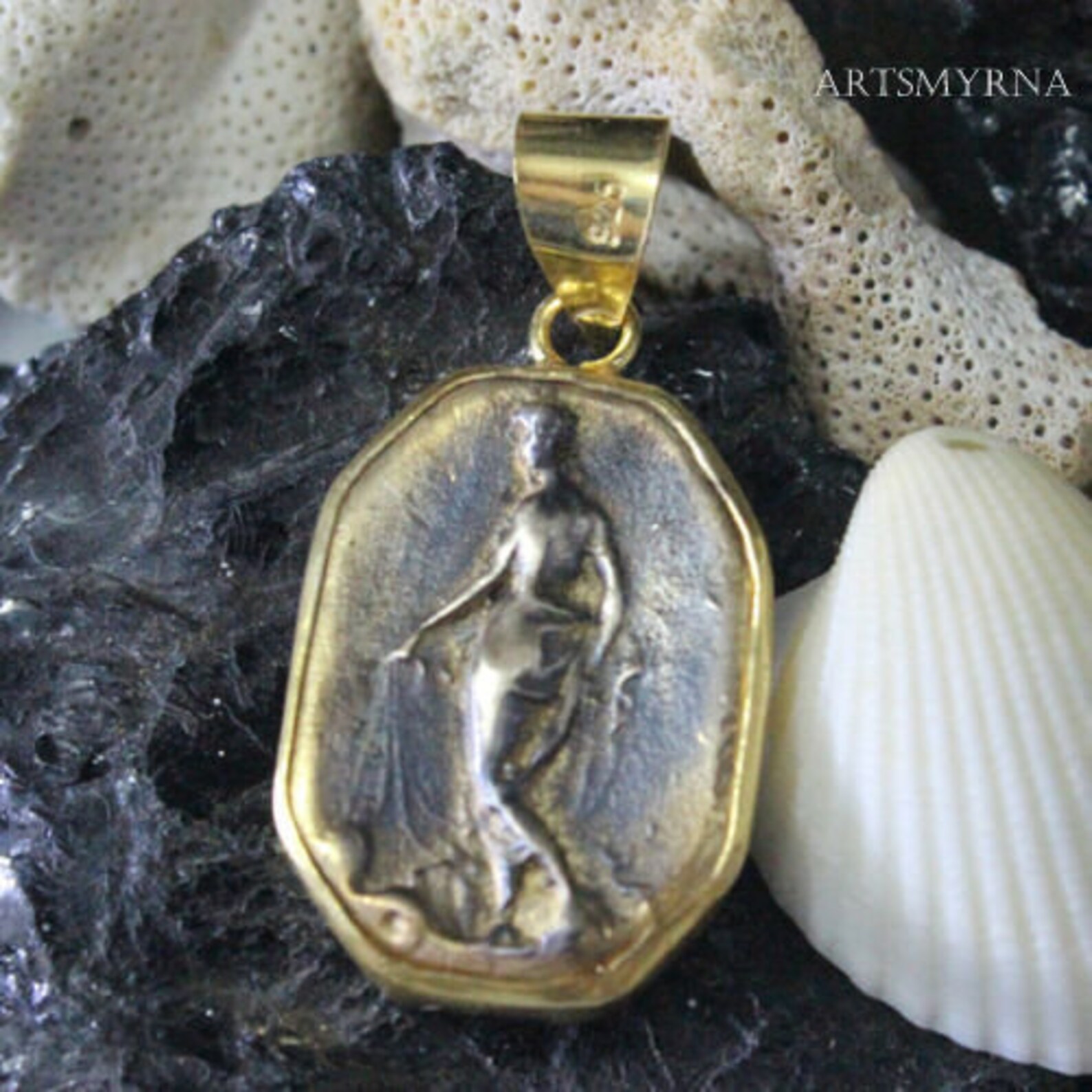 Intaglio Roman Coin Pendant Solid Silver Minimalist Pendant | Ancient ...