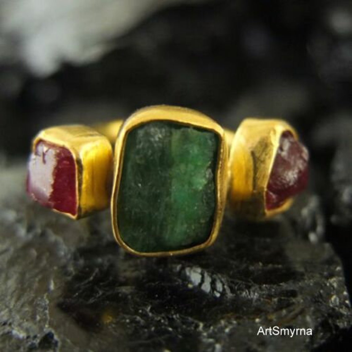 Ruby Silver Ring Sterling Silver Jewelry Ruby Emerald Ring | Etsy