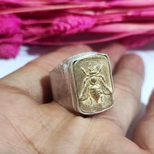 Roman Coin Intaglio Men Bee Ring | Zeus Ring | Honey Bee Ring | 925K ...