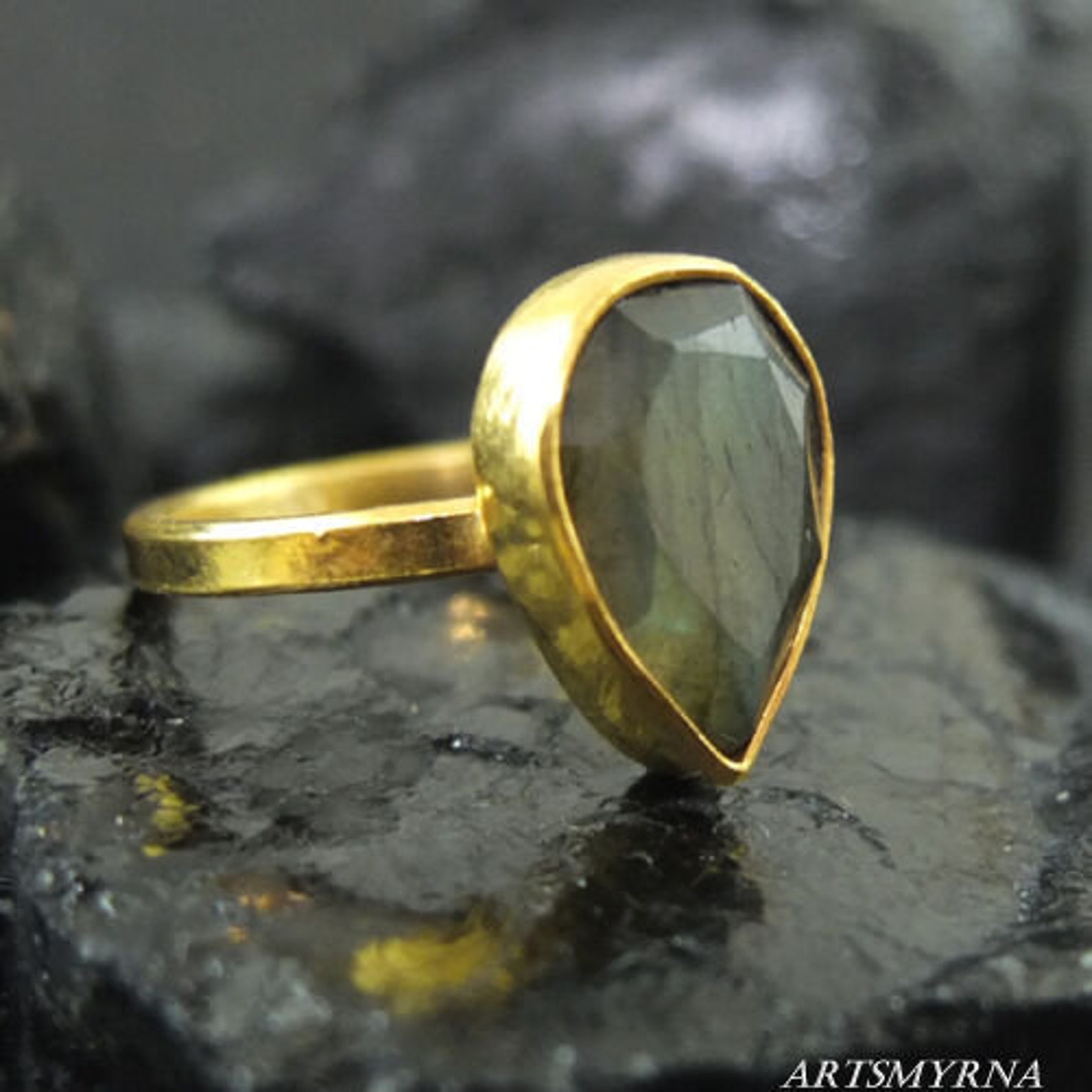 Labradorite Ring | 925K Sterling Silver | Stackable Ring | Statement ...