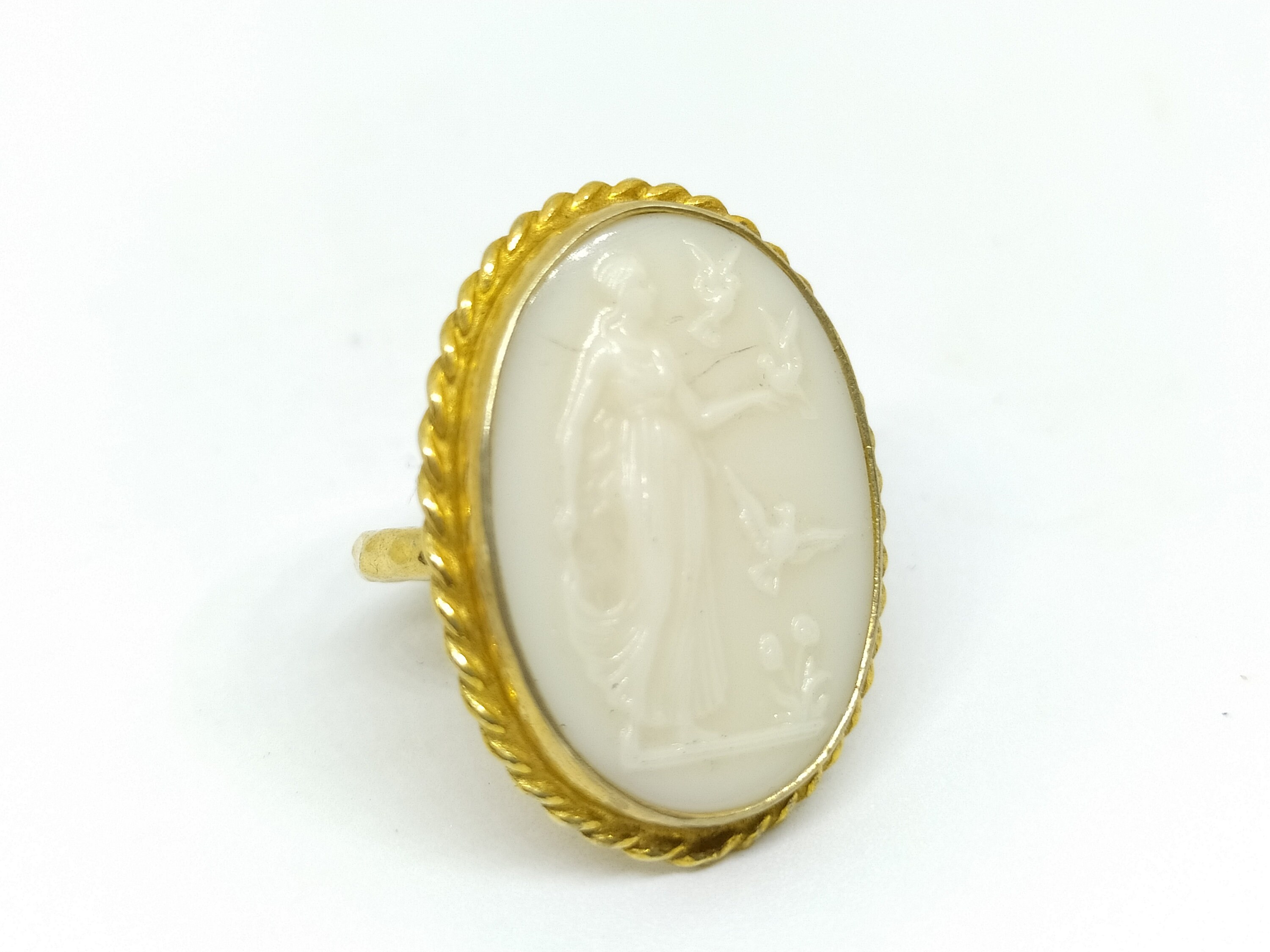 Intaglio Glass Silver Ring Intaglio Glass Ring Gold Over | Etsy