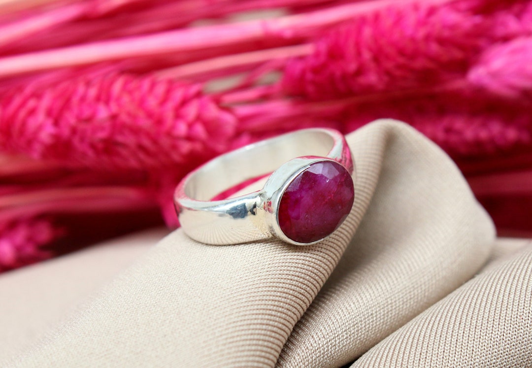 Ruby Ring Solid Sterling | Minimalist Ring | Handmade 925K Silver Ring ...